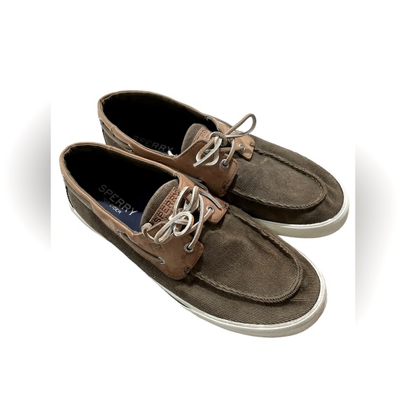 Sperry | Shoes | Sperry Top Sider Brown Leather Corduroy Lace Up Mens ...